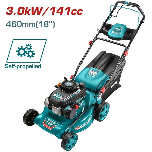 TOTAL Gasoline Lawn Mower / 141cc Engine / 3.0kW Power / Self-Propelled