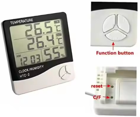 HTC‑2 Digital Temperature & Humidity Meter with Indoor/Outdoor Display ...